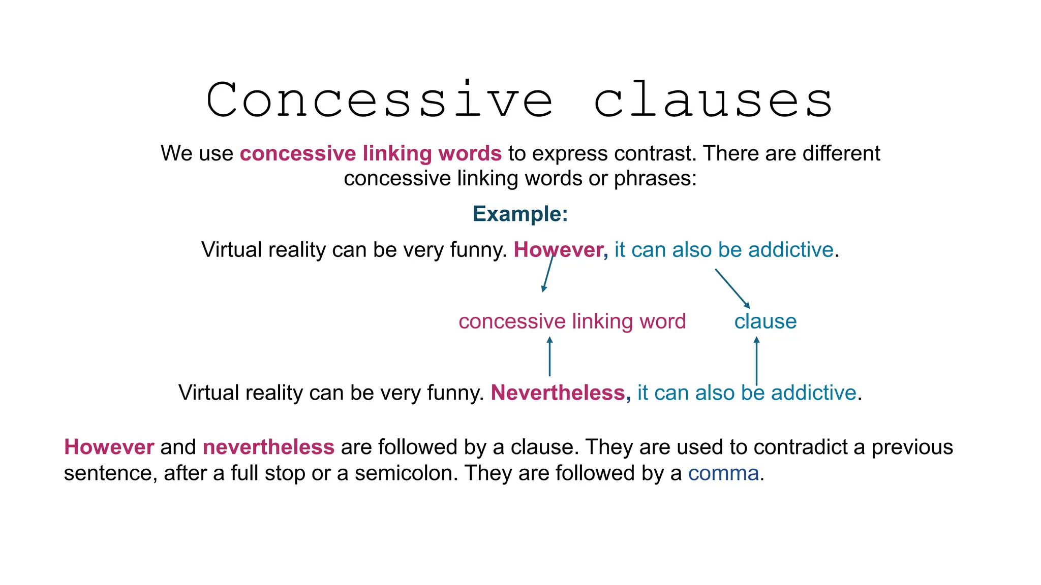 Concessive clauses.pptx em inglês resumido | PPT