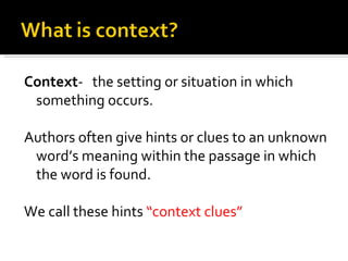 Context clue overview | PPT