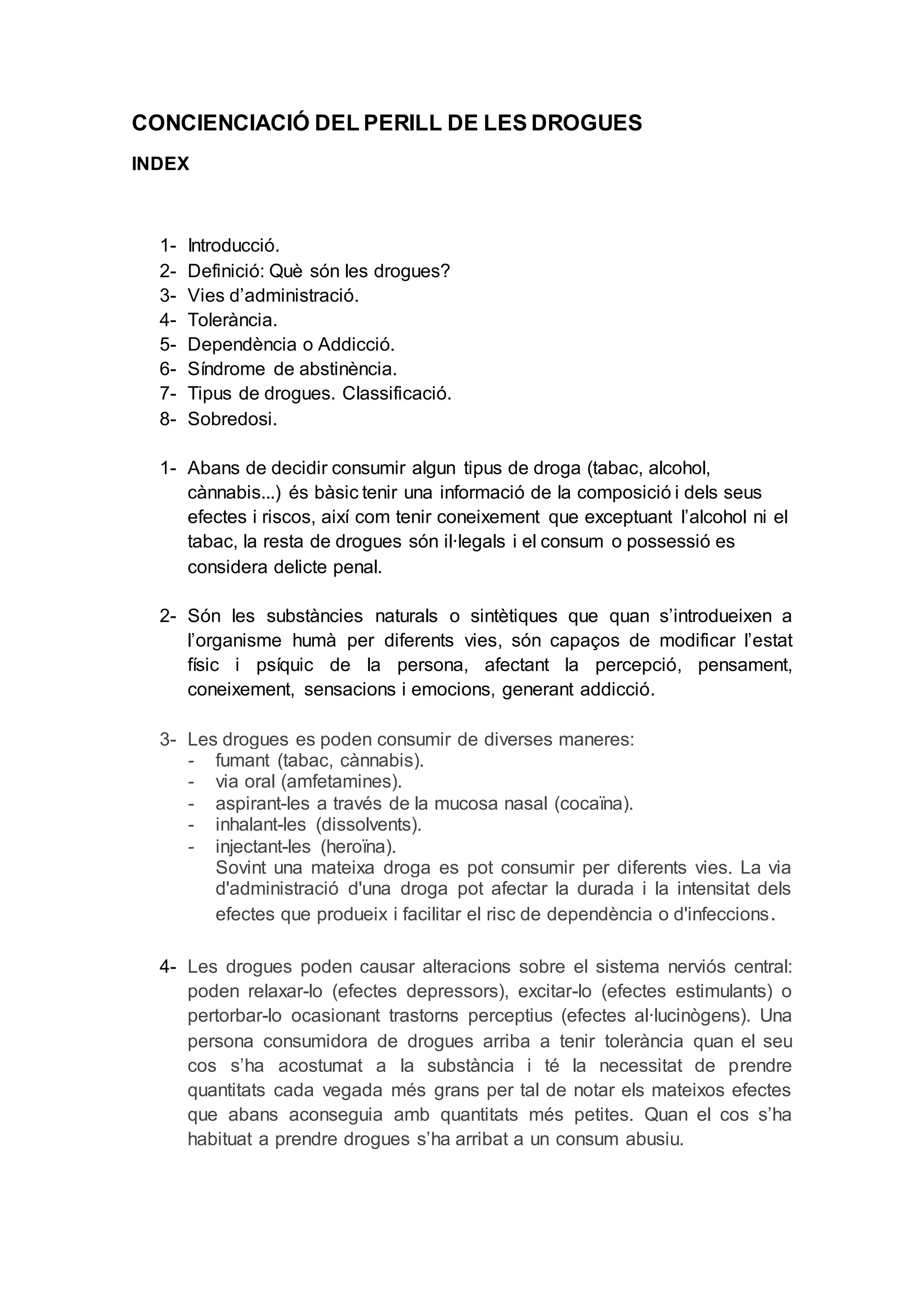 Concienciació del perill de les drogues | PDF