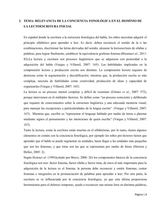 Conciencia fonológica y actividades | PDF