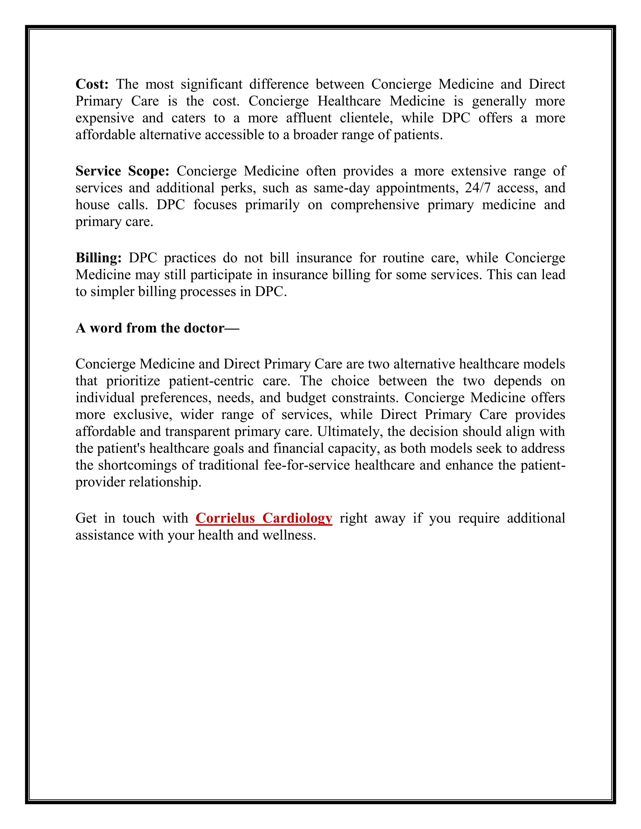 Concierge Medicine vs. Direct Primary Care Understanding the ...