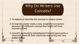 The history and meaning of conceit, and types of conceit | PPTX
