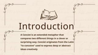 The history and meaning of conceit, and types of conceit | PPTX
