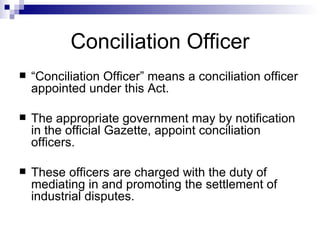 Conciliation Officer | PPT | Law