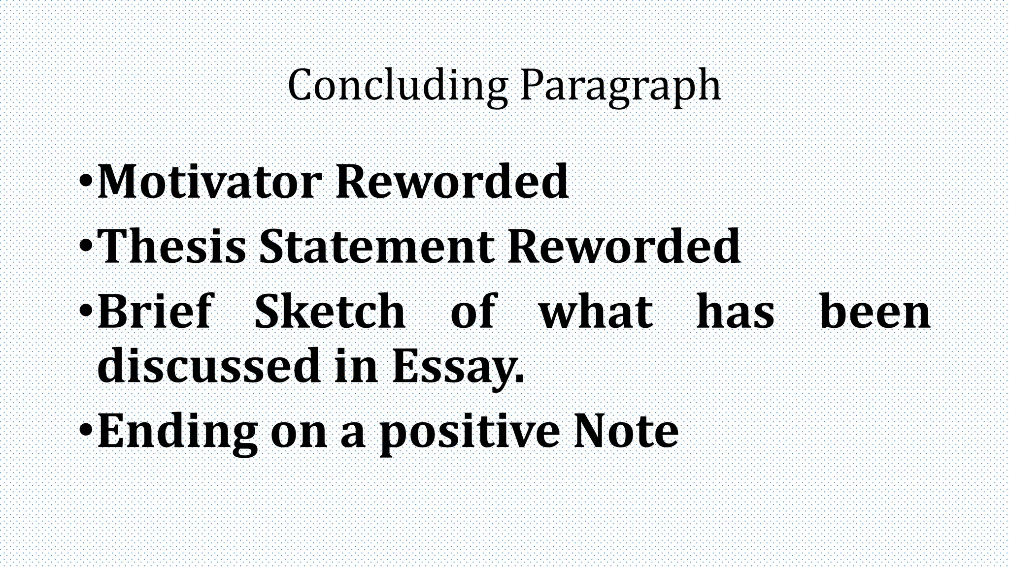Concluding paragraph for essay writing technique course | PPT