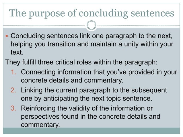 Concluding Sentences | PDF