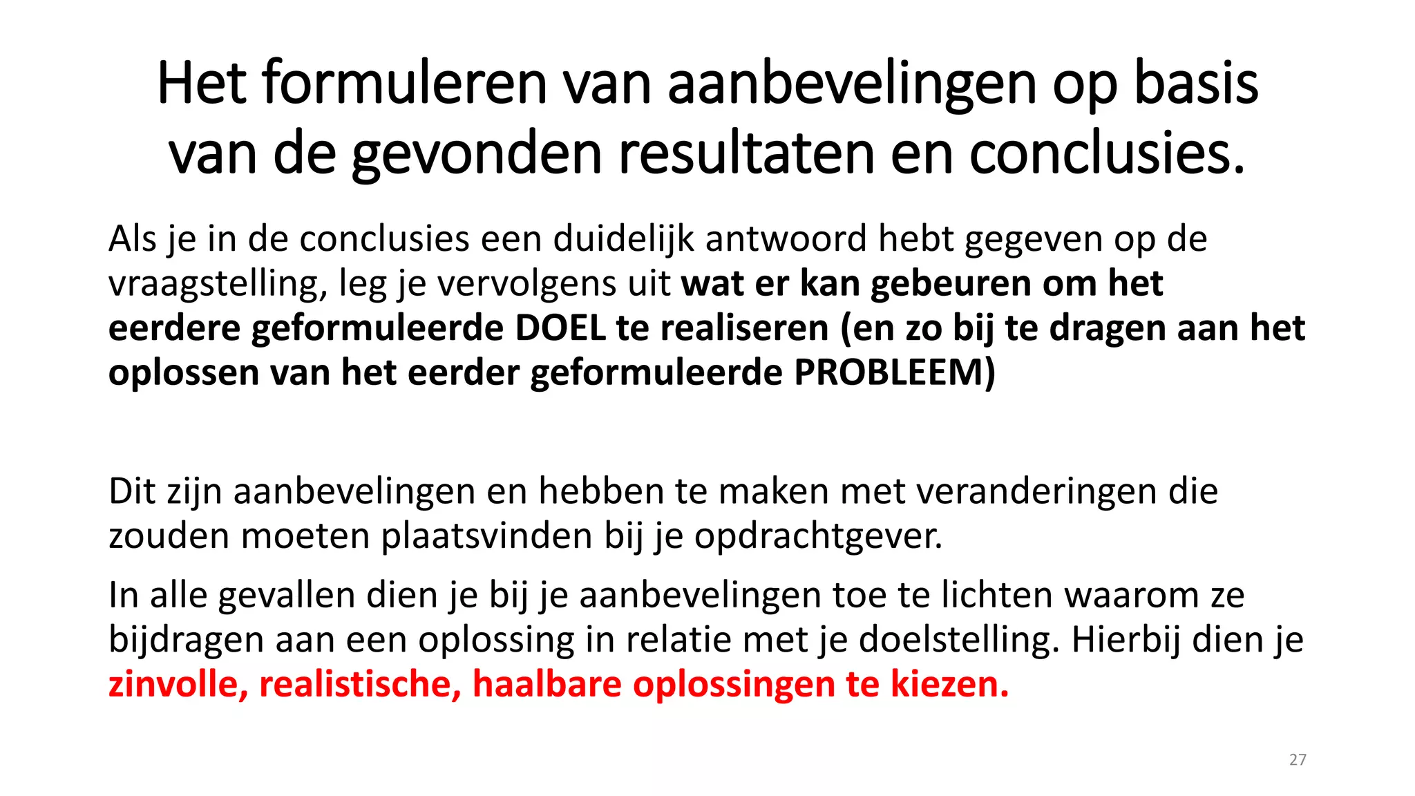 Conclusies & Aanbevelingen | PPTX