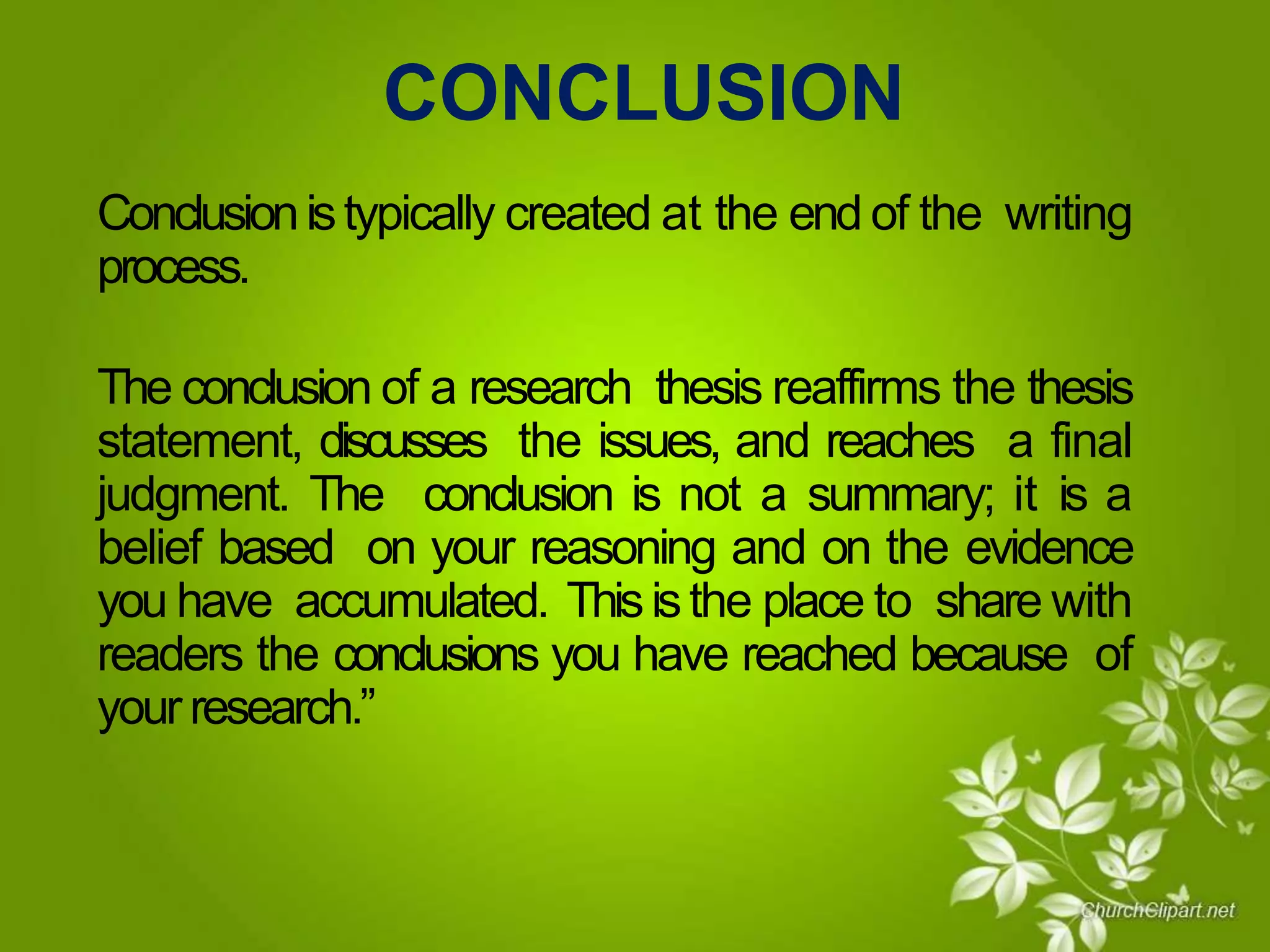 HOW TO WRITE Conclusion OF THESIS | PPTX