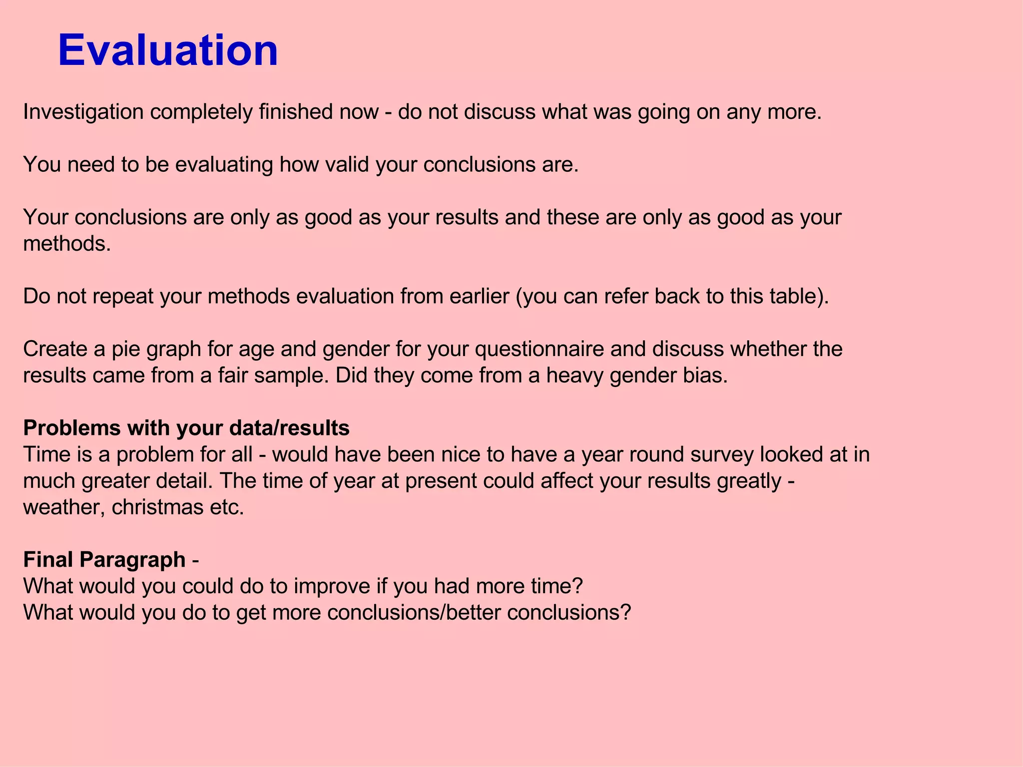 Conclusion and Evaluation | PPT