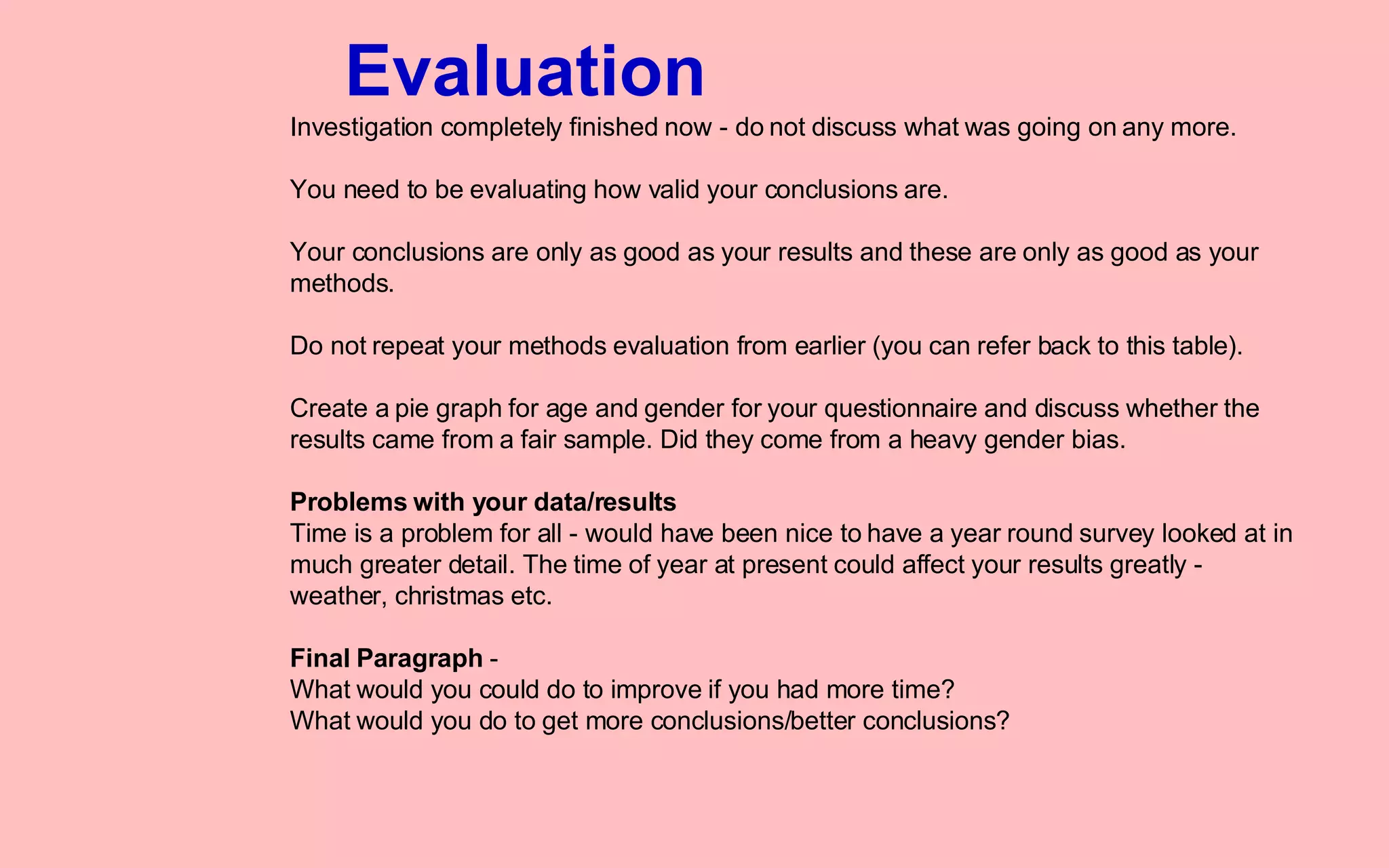 Conclusion and Evaluation | PPT