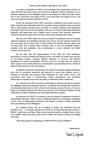 CONCLUSION ABOUT REPUBLIC ACT 10931.docx