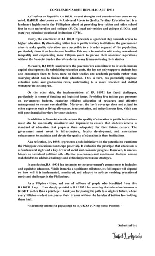 CONCLUSION ABOUT REPUBLIC ACT 10931.docx