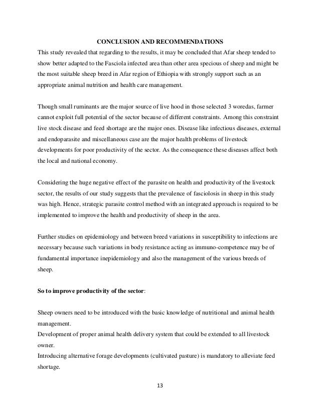 Conclusion and recommendations