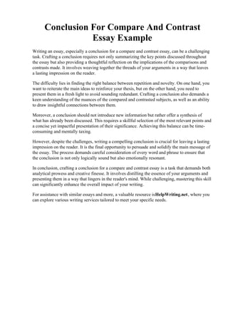 Conclusion For Compare And Contrast Essay Example | PDF