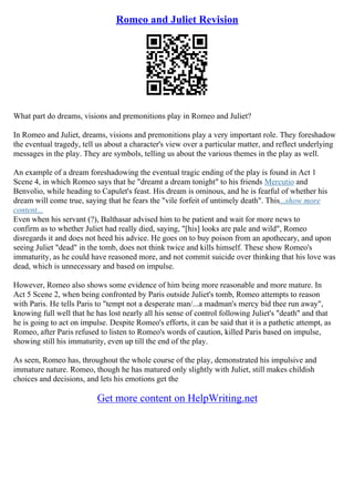 Conclusion For Romeo And Juliet Essay | PDF | Theater | Fine Art