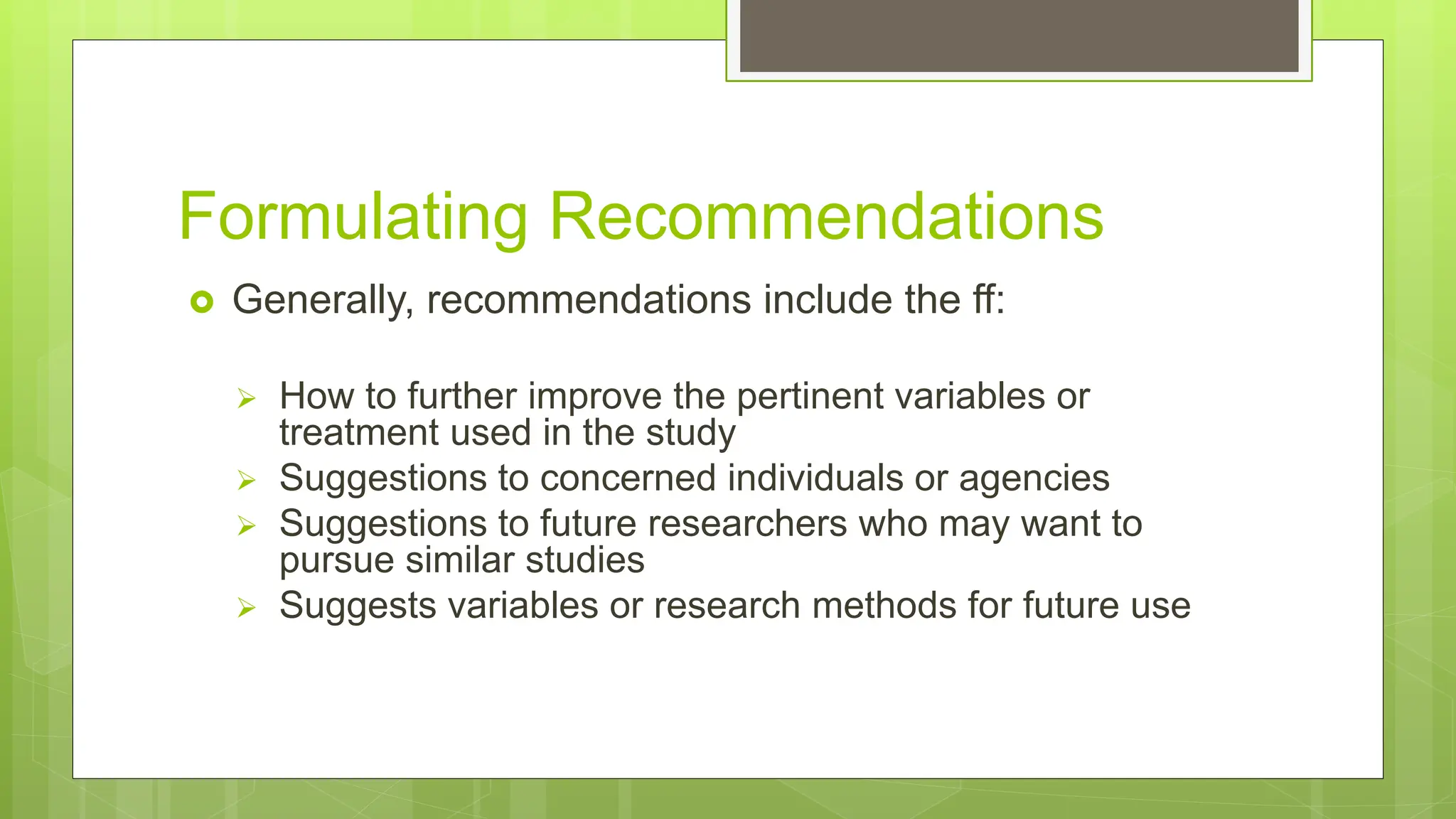 Conclusions-and-Recommendation practical research 12 | PPTX