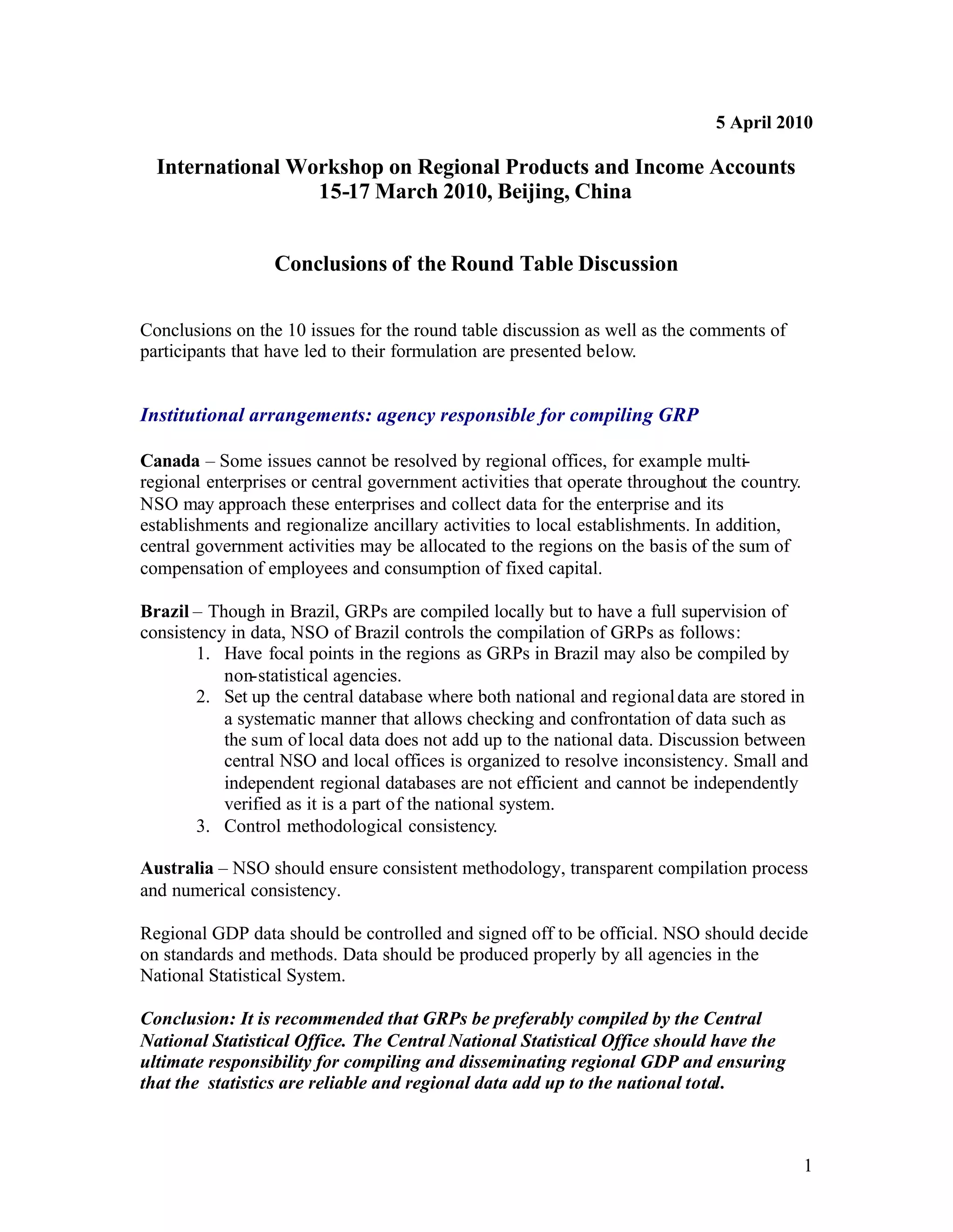 Conclusions of the Round Table Discussion | PDF