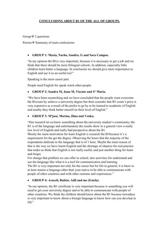 Conclusions about b1 of the all of groups | PDF