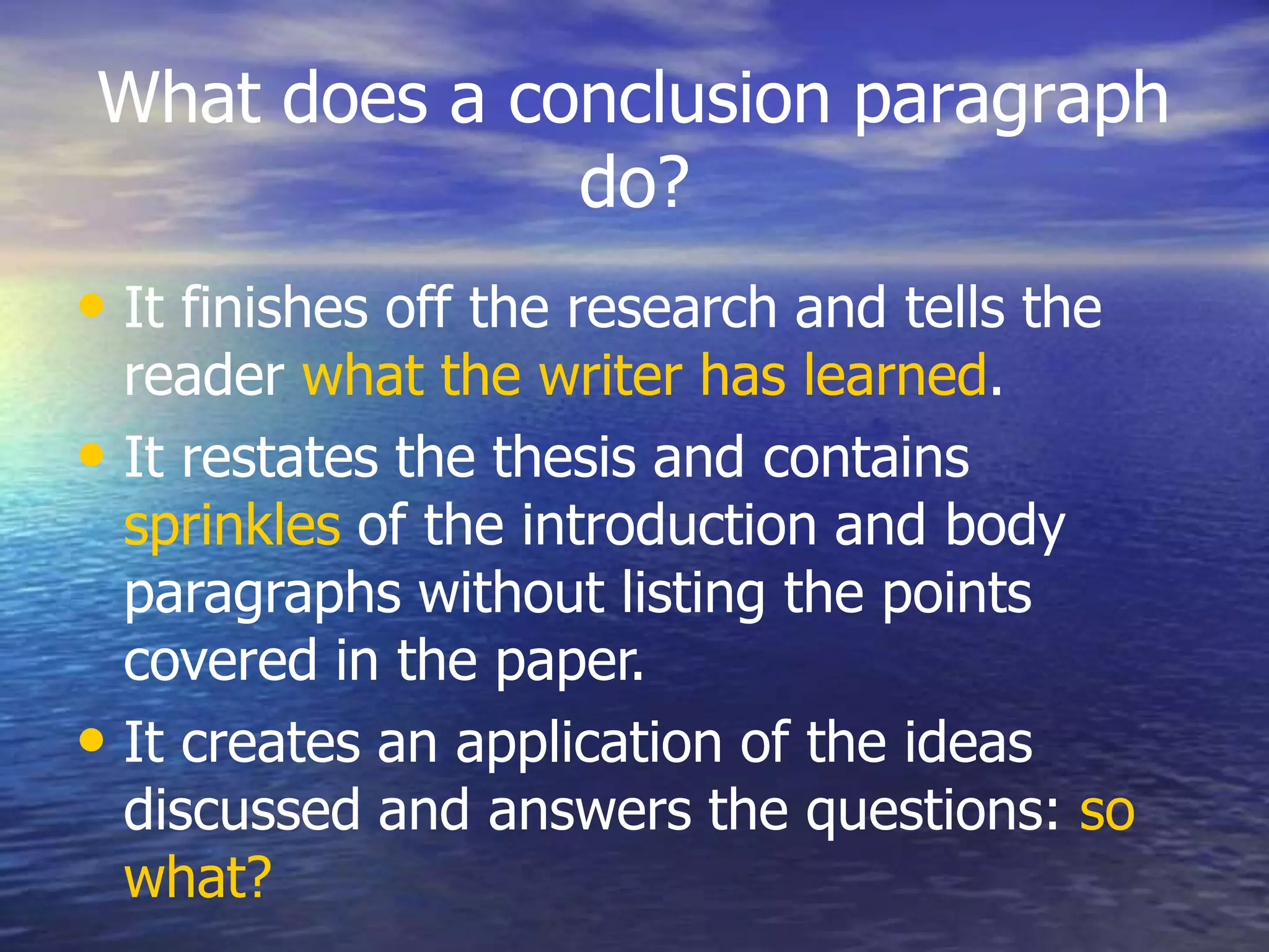 Conclusion Paragraphs | PPTX