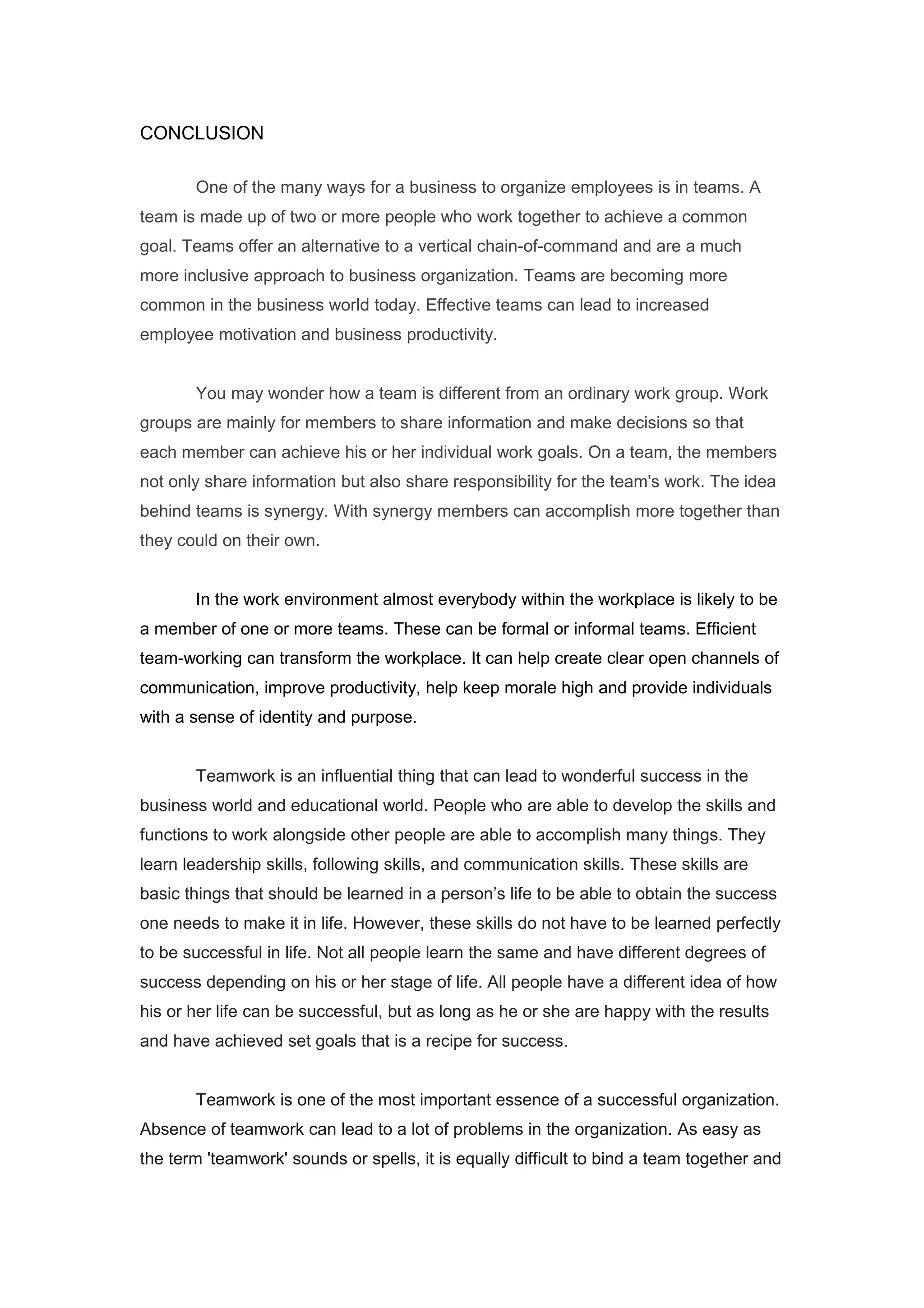 Conclusion team work | DOC