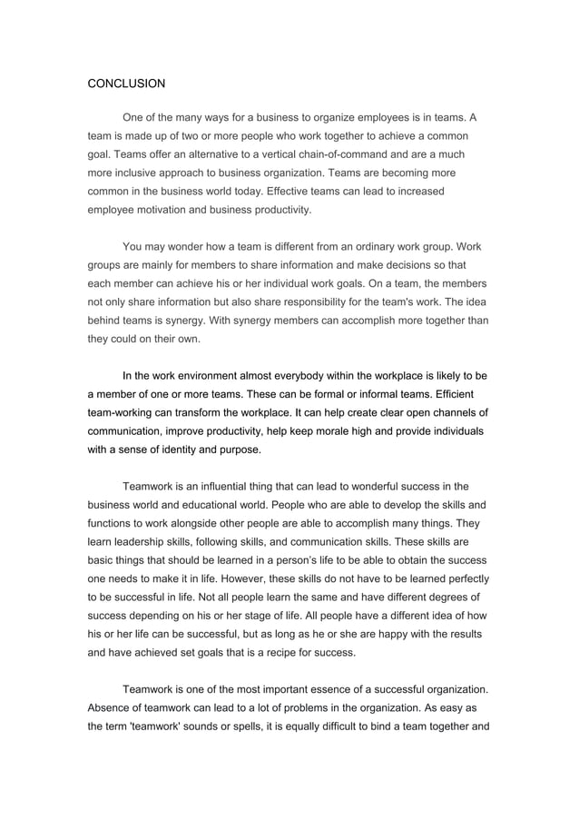 Conclusion team work | DOC