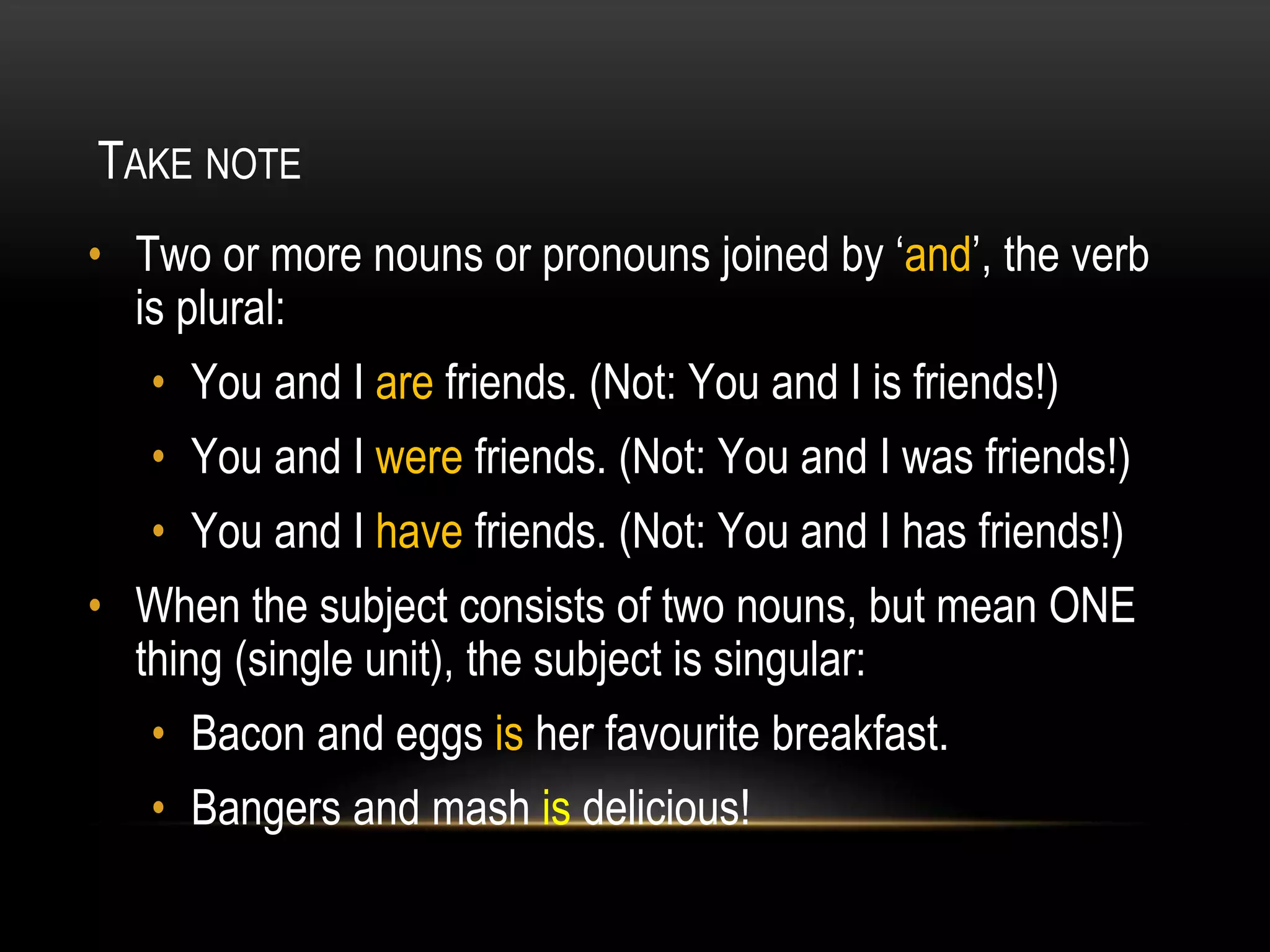 Concord Subject and Verb Agreement | PPTX