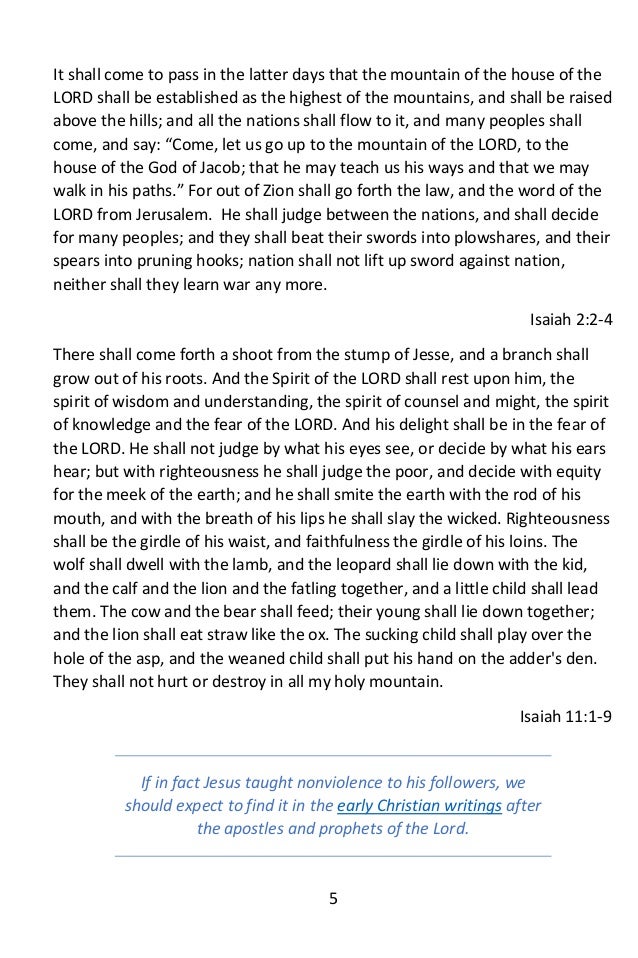 Bible Concordance on Christian Pacifism and Nonviolence