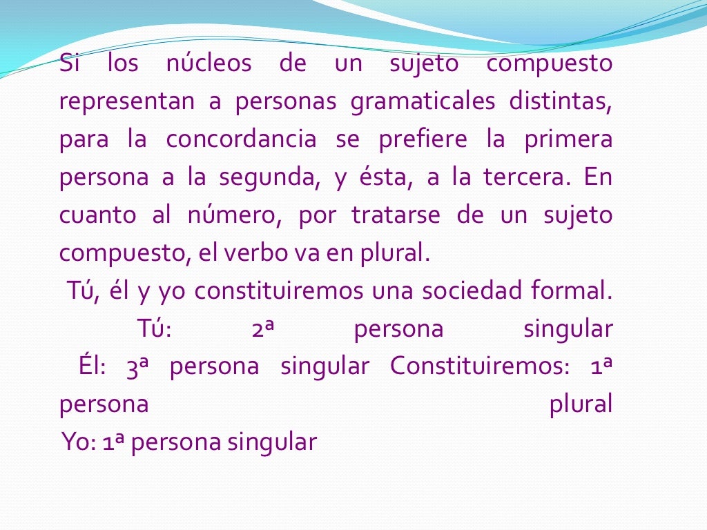 Concordancia entre sujeto y predicado