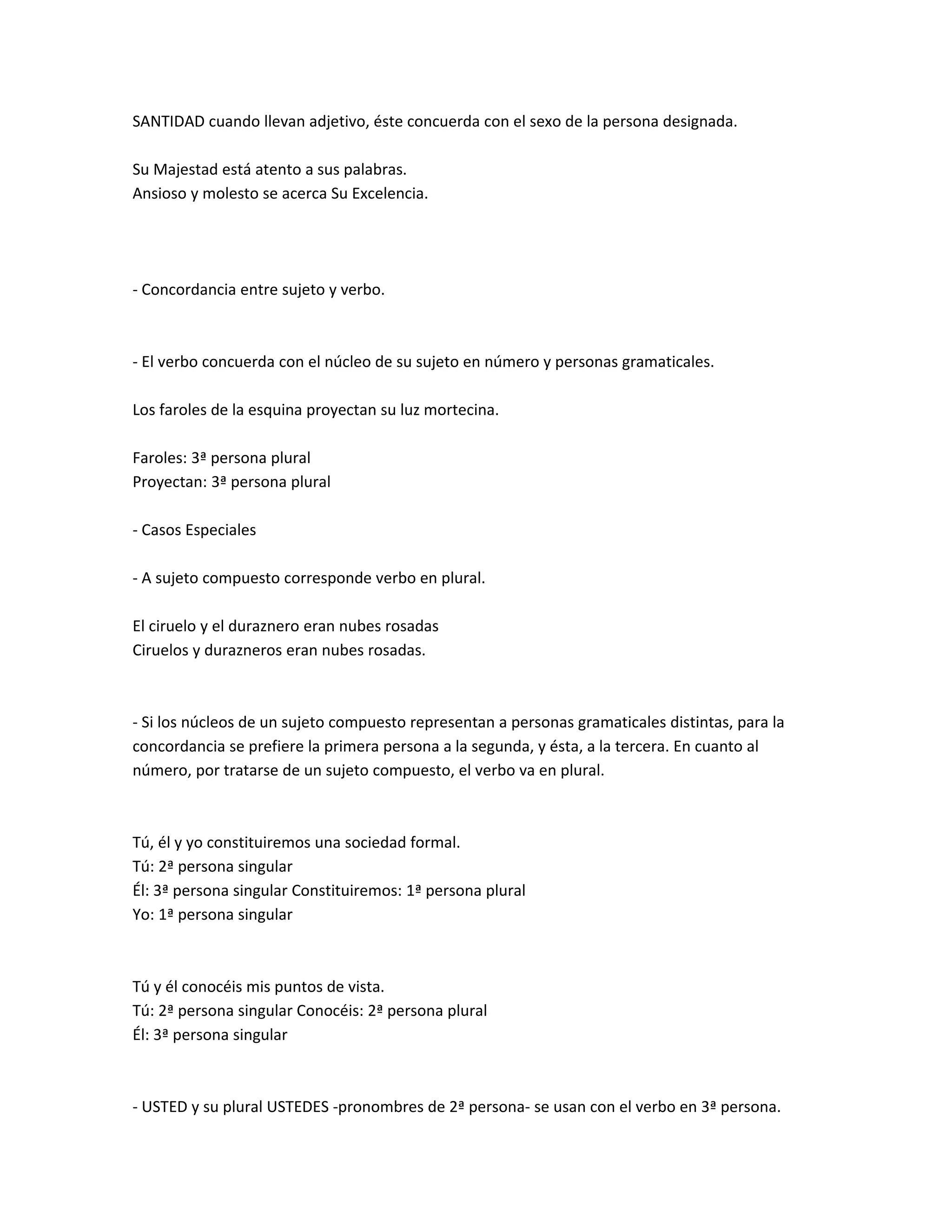 Concordancia entre sustantivos y adjetivos | DOC
