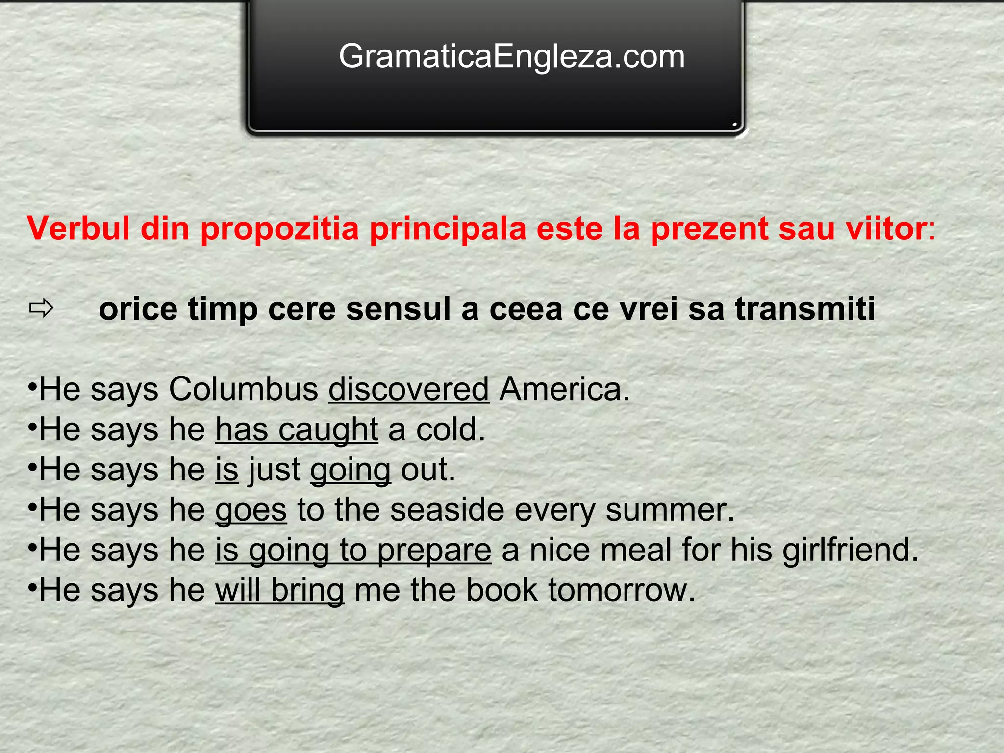 Concordanta timpurilor in limbe engleza | PPT