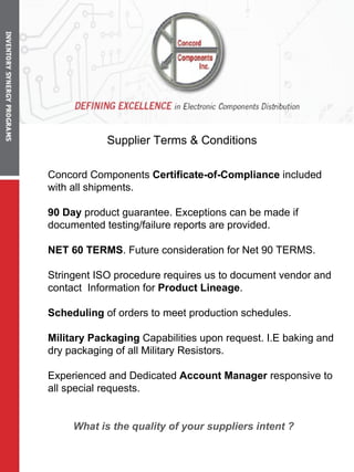 CONCORD COMPONENTS INTRO | PPT | Business and Finance