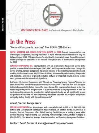 CONCORD COMPONENTS INTRO | PPT | Business and Finance