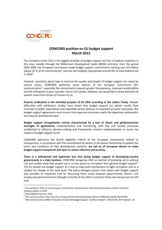 Concord position on eu budget support | PDF | Government Support and ...