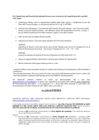 Concorso 19 operatori tecnici call center nue 112 | PDF | Resume Writing and Advice | Job Search