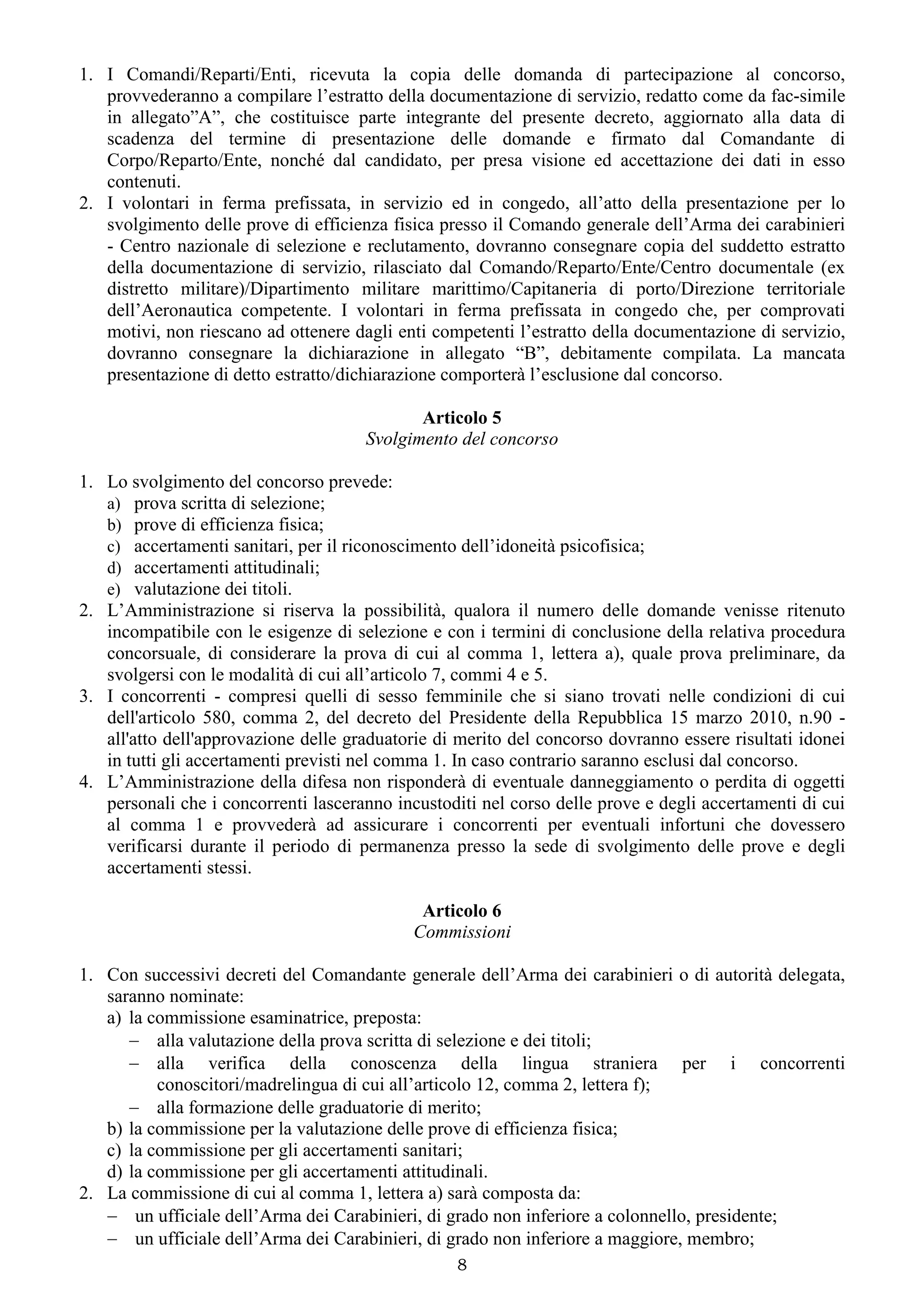 Concorso Allievi Carabinieri 2016 - Bando | PDF