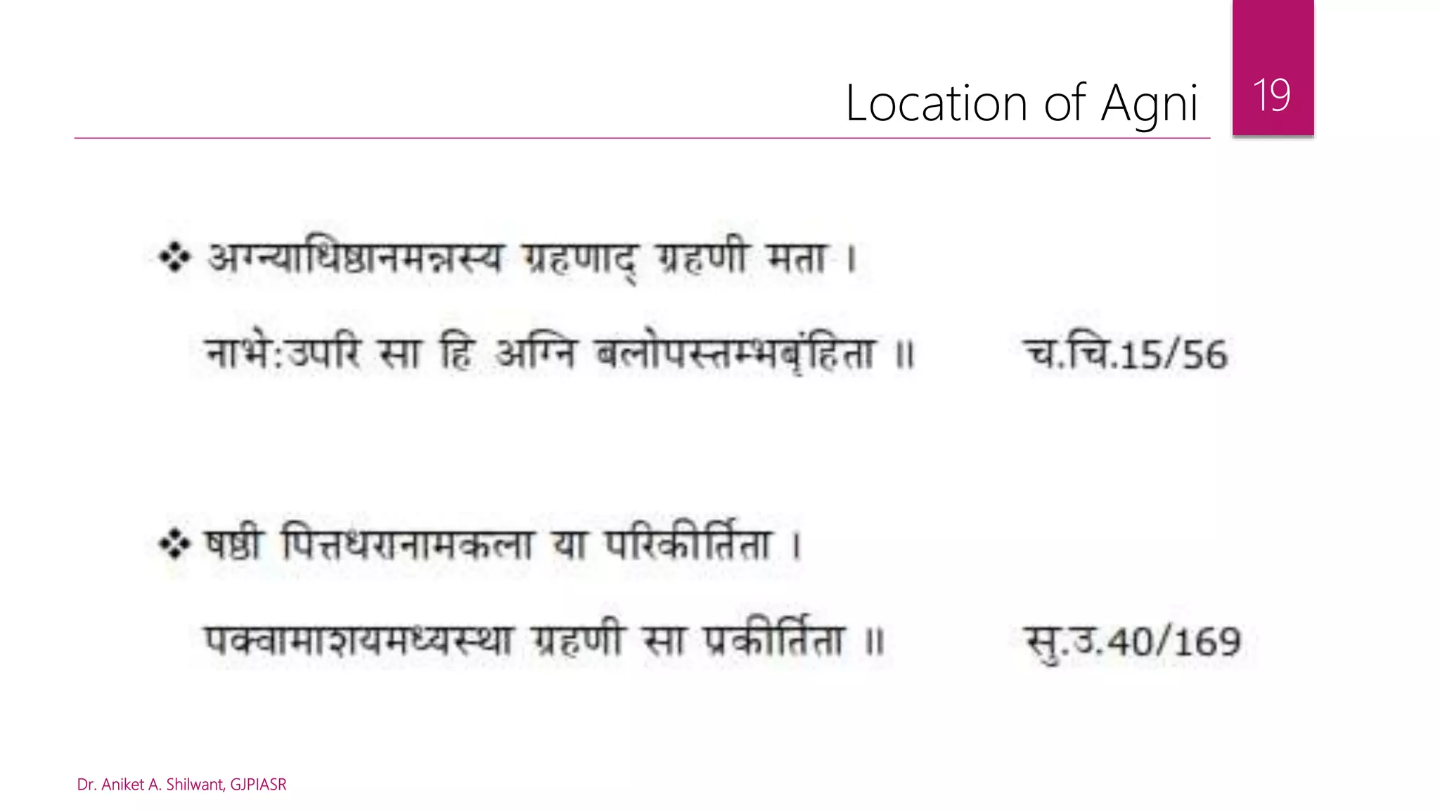 CONCEPT OF AGNI IN AYUVREDA | PPTX