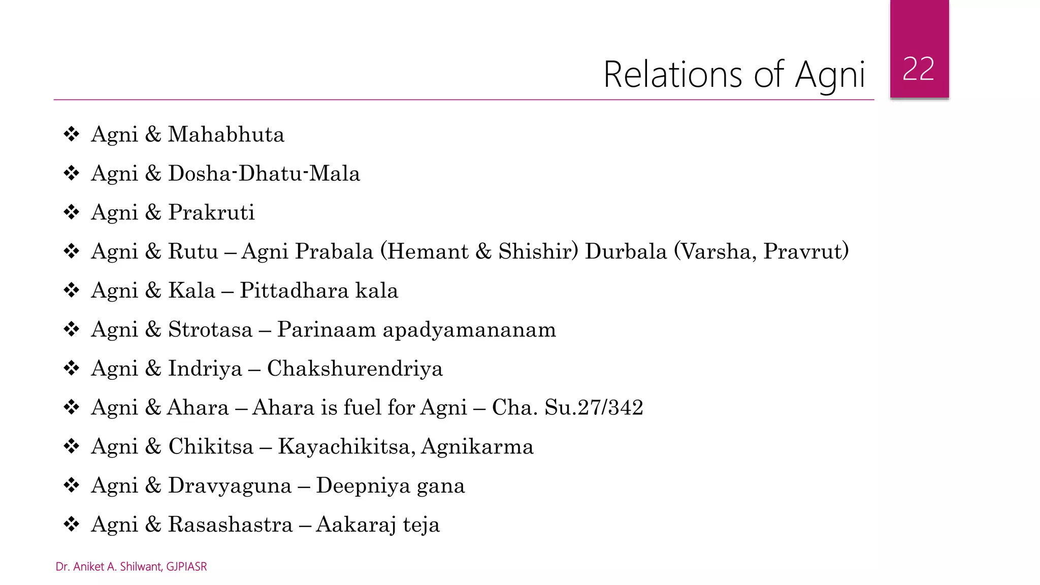 CONCEPT OF AGNI IN AYUVREDA | PPTX