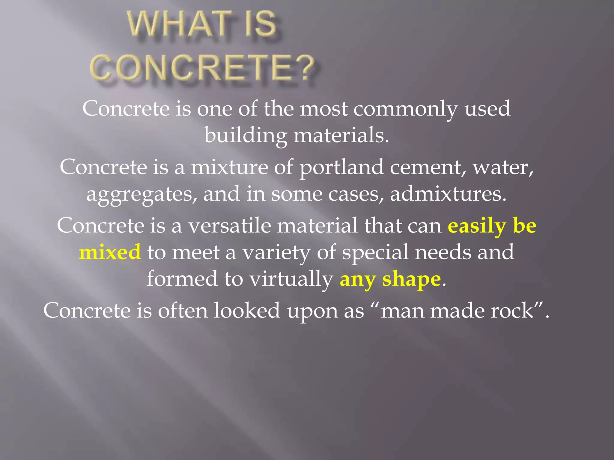 Concrete as a building material | PPTX