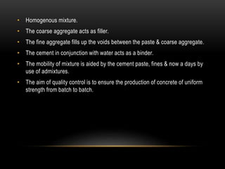 Concrete- types, testing & properties | PPTX