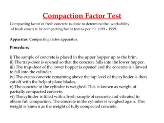 concrete lab experiments basic tests to be conducted | PPTX