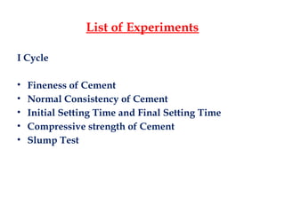 concrete lab experiments basic tests to be conducted | PPT