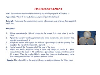concrete lab experiments basic tests to be conducted | PPTX