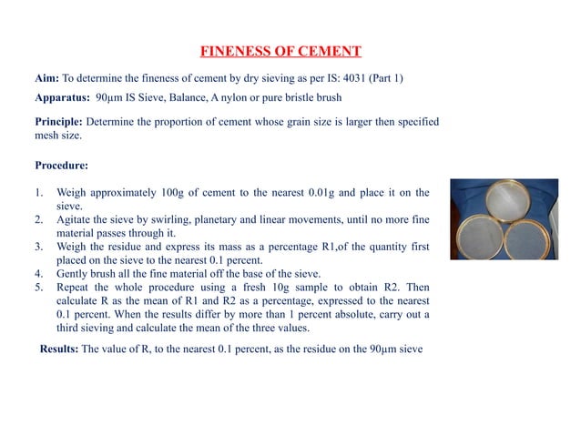 concrete lab experiments basic tests to be conducted | PPT