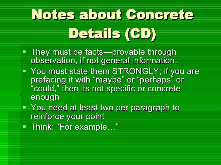 Concrete Detail And Commentary Concrete Detail And Commentary