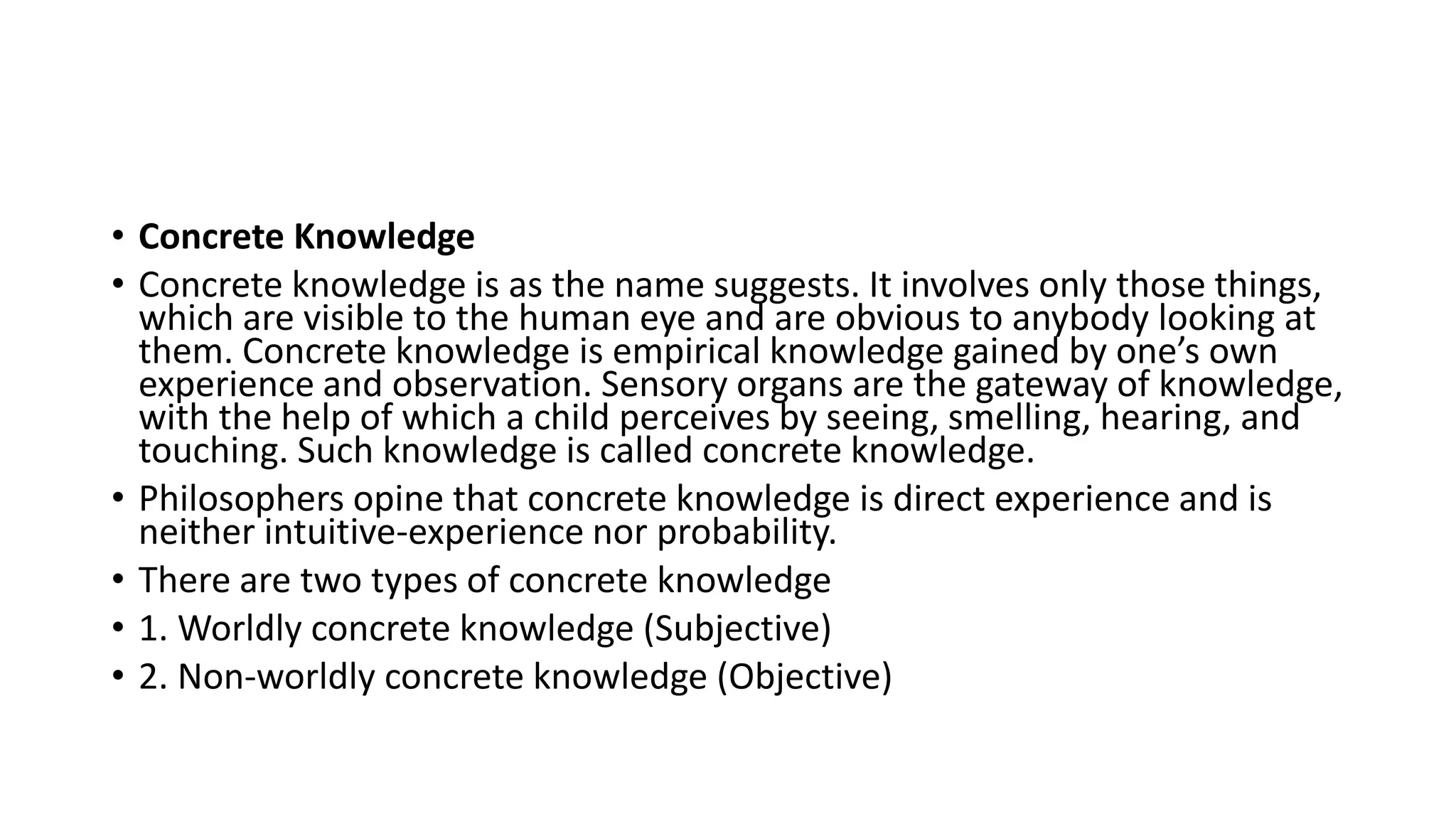Concrete and Abstract Knowledge | PPTX