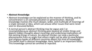 Concrete and Abstract Knowledge | PPTX