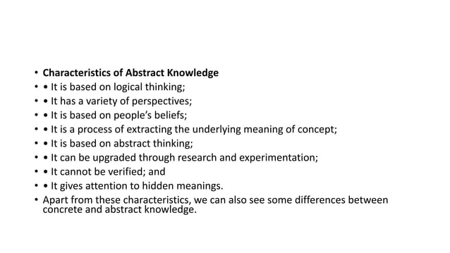 Concrete and Abstract Knowledge | PPTX