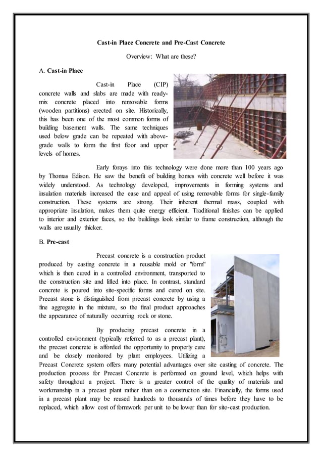 Concrete cast in_place_and_pre_cast_slab | DOCX | Civil Engineering ...