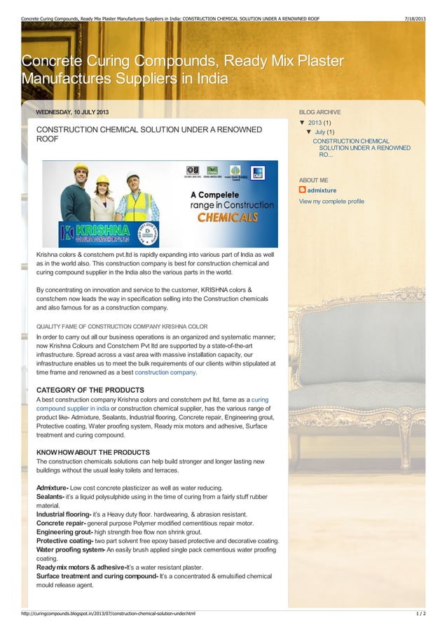 Concrete curing compounds | PDF
