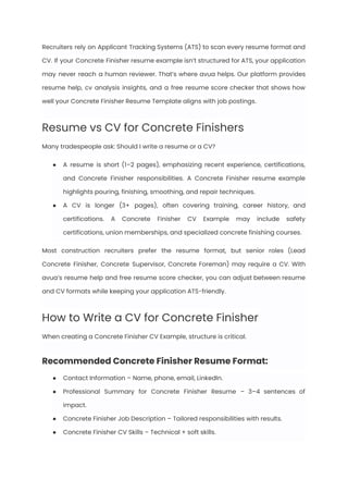 Concrete Finisher Resume Examples & Writing Guide for 2025 | PDF